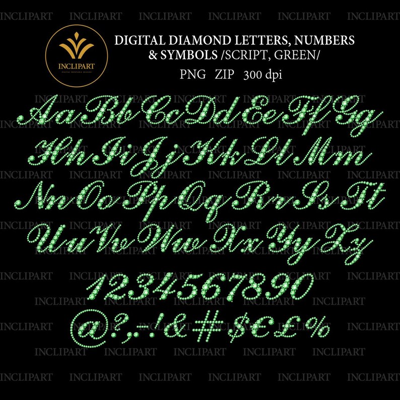 Diamond Alphabet Script. Digital Letters Numbers Symbols - Etsy