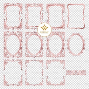 Rose Gold Frames Digital Clip Art PNG. Rose Gold and Diamond Frames ...