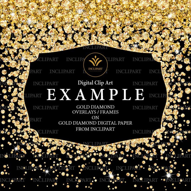 Gold diamond frames overlay digital clipart PNG. Digital | Etsy