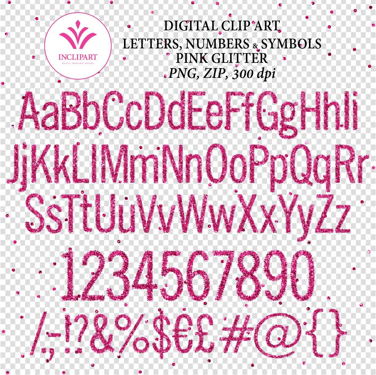 Pink Glitter Letters Numbers Symbols PNG Files Digital Clip - Etsy