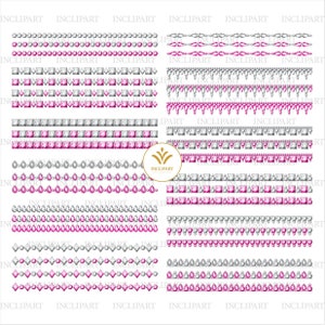 Diamond Borders Digital Clip Art PNG Format. Rhinestone, Crystal White ...