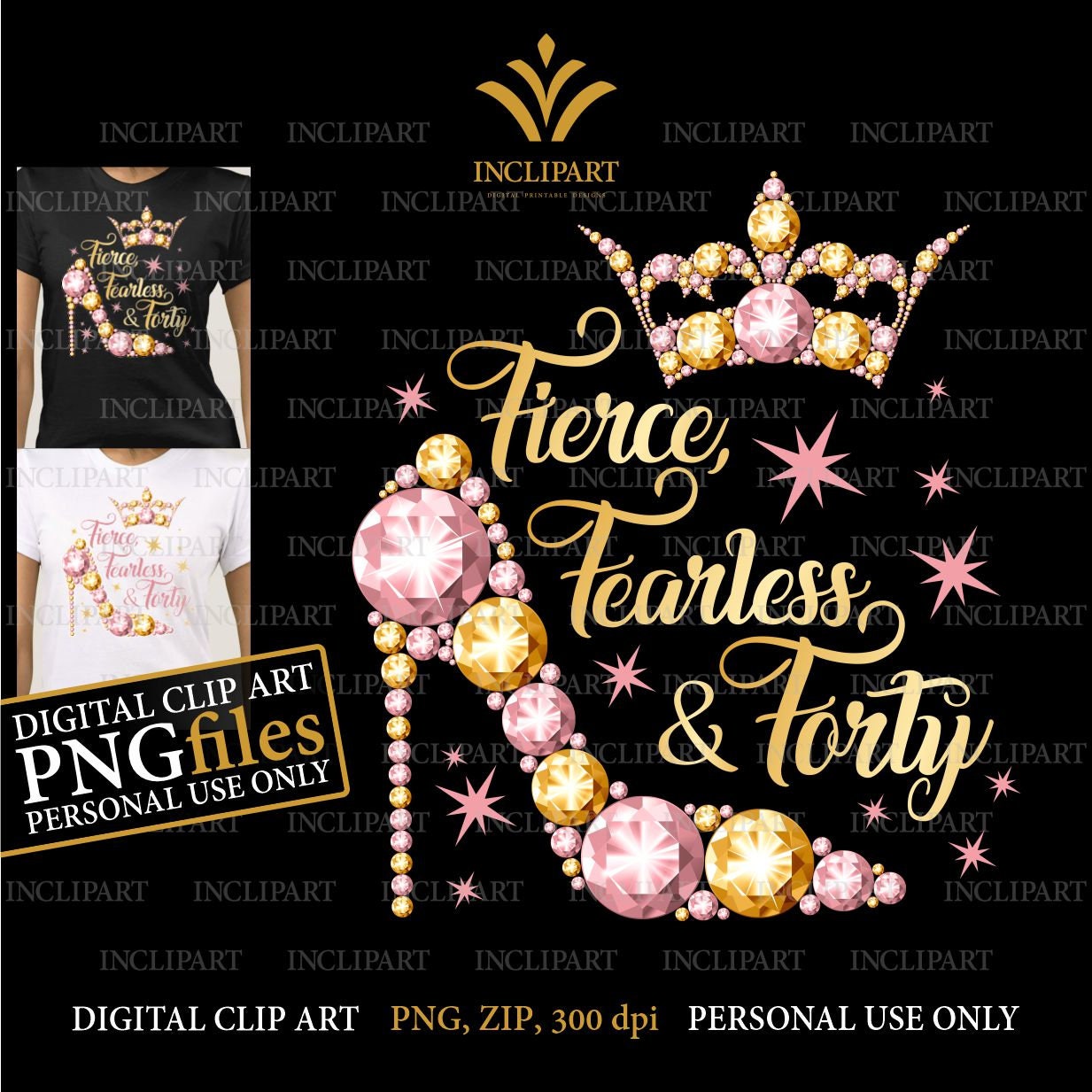 40th Birthday Digital Clipart PNG Format. Fierce Fearless & - Etsy Canada