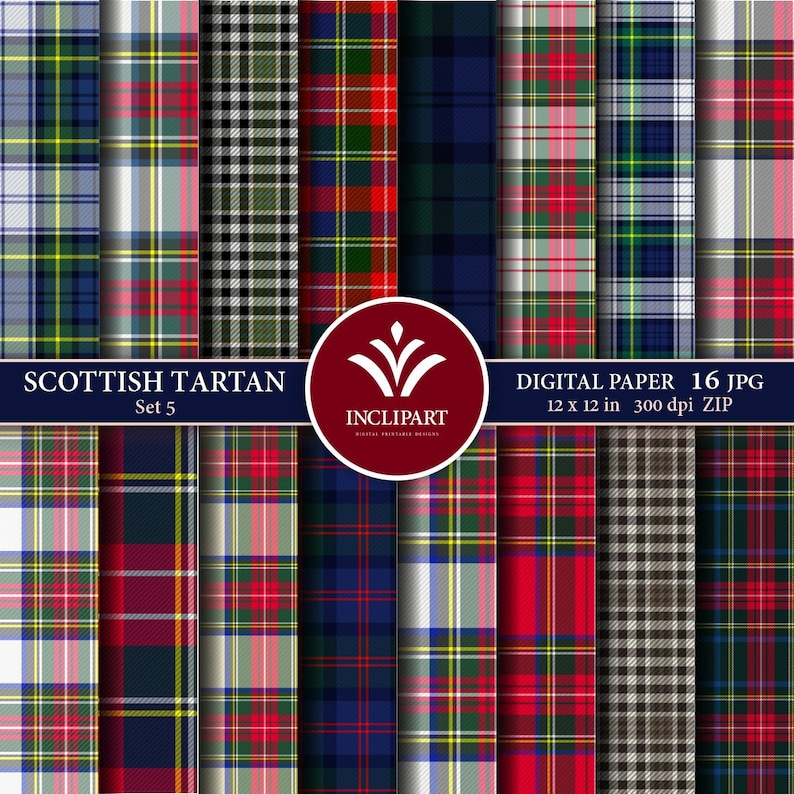 Tartan Digital Paper Clipart. Scottish Plaid Tartan Clipart. - Etsy