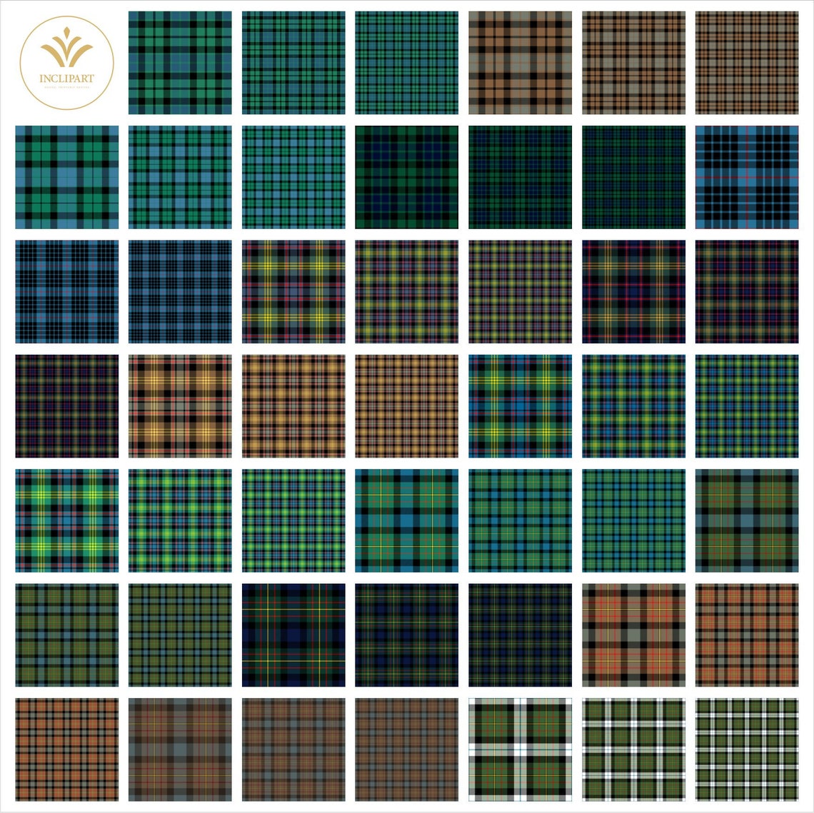Plaid, Tartan Digital Paper Clipart PNG Files. Seamless Background ...