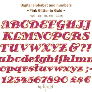 Pink Glitter Alphabet Clipart. Letters and Numbers Digital Clip Art ...
