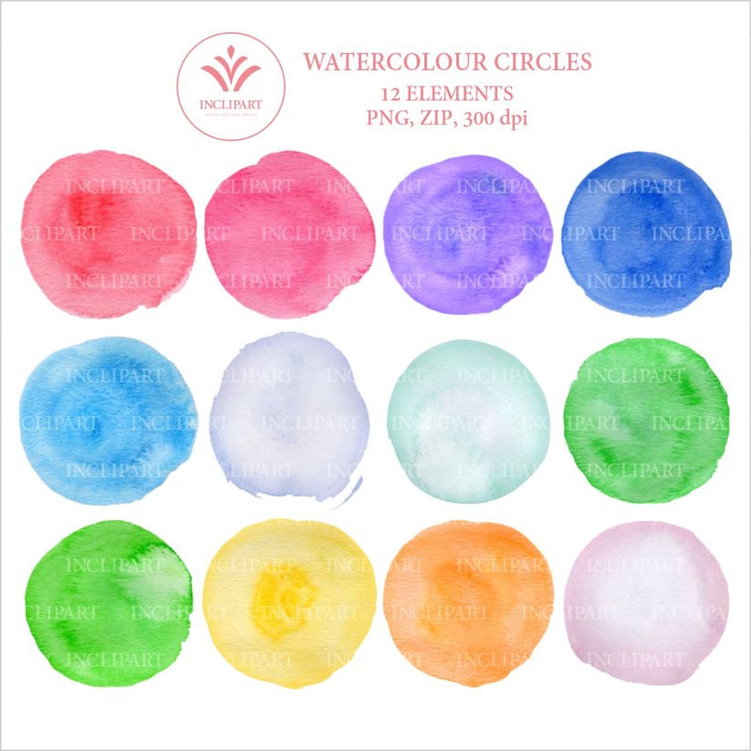 Watercolour Circles Digital Clipart. Multi Colour Hand Painted Circles ...