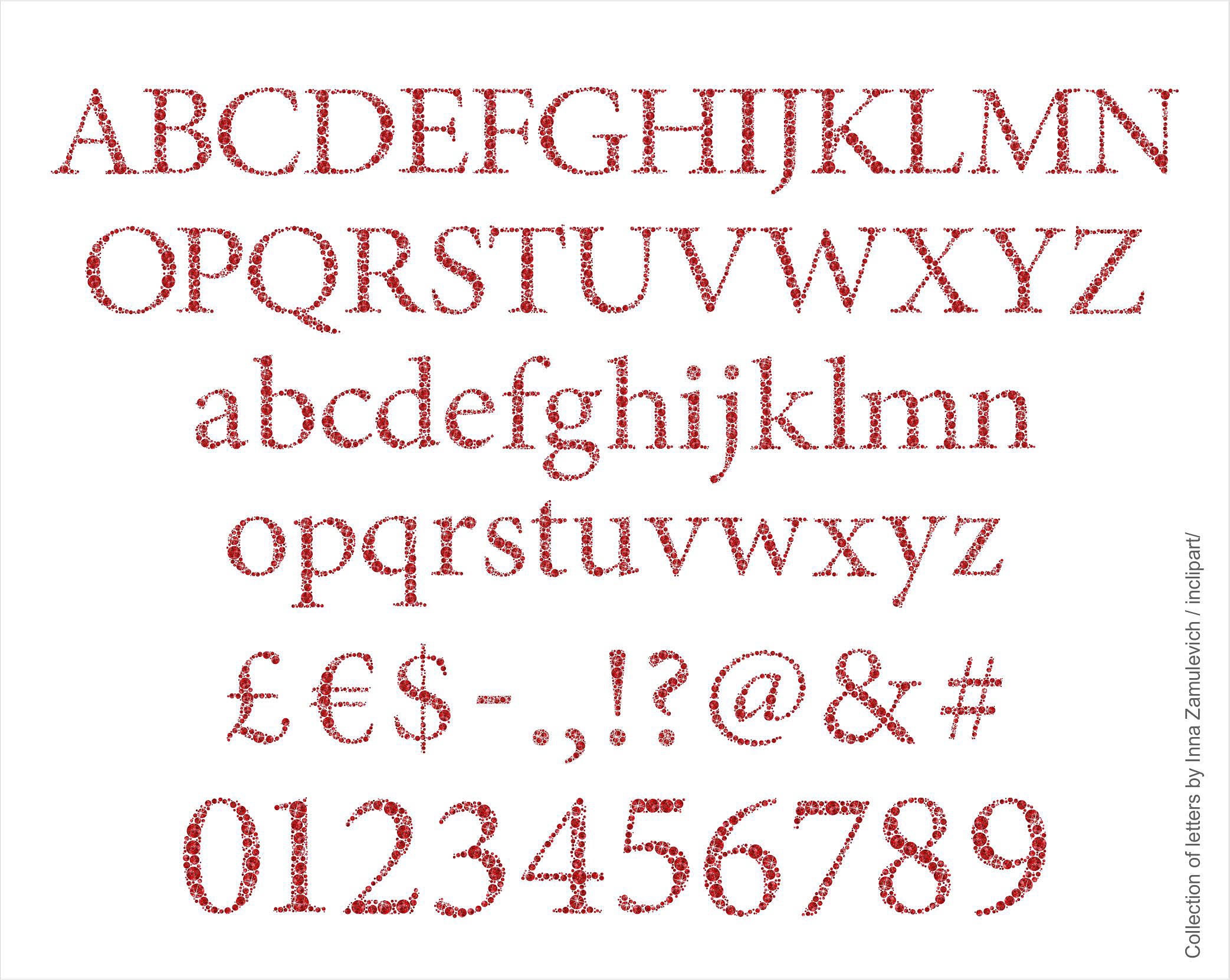 Numbers Letters Red Diamond Clipart. Digital Ruby Sparkle - Etsy UK