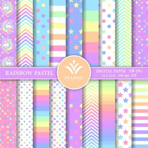 Pastel, Soft Rainbow Colors, Unicorn Backgrounds. Strips and Chevrons ...