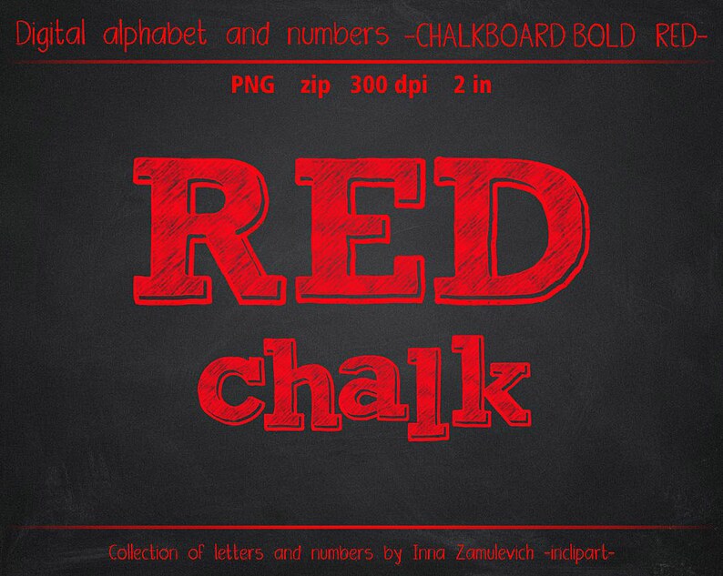 Red Chalk Letters Numbers& Symbols Clip Art. Chalkboard - Etsy UK