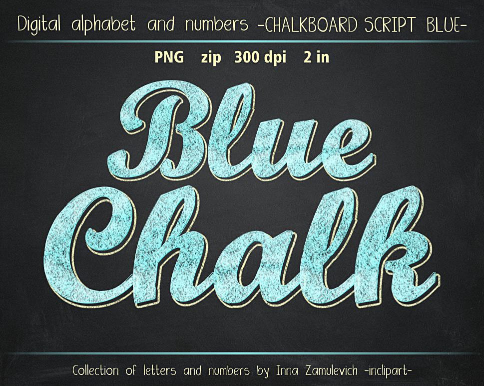 Chalk Clipart Alphabet. Blue Chalk Alphabet /numbers Letters | Etsy