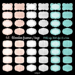 Wooden Frame, Tag, Label Clipart. 48 Various Digital Mint, Gray, Light ...