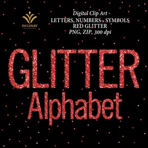 Red Glitter Letters, Numbers, Symbols PNG Files Digital Clip Art ...