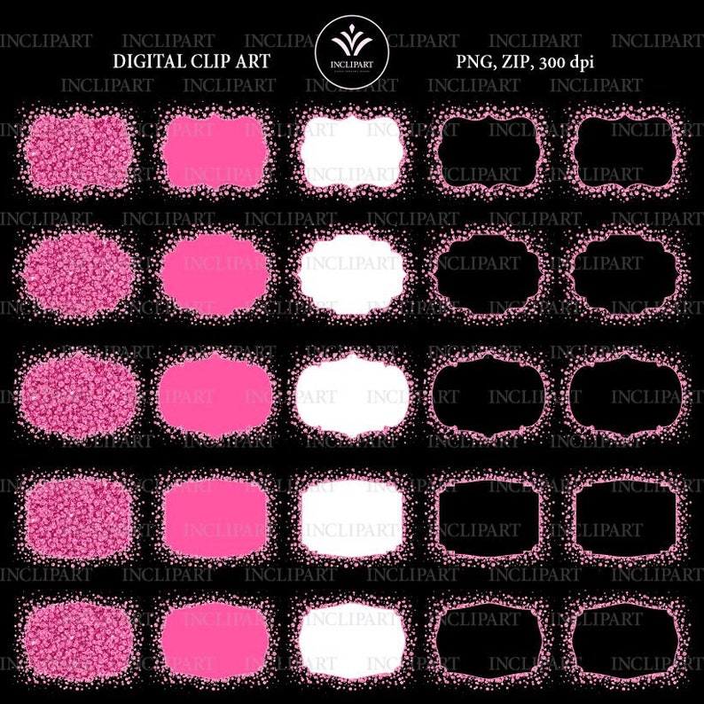 Pink Diamond Frames Overlay Clipart. Digital Sparkle - Etsy