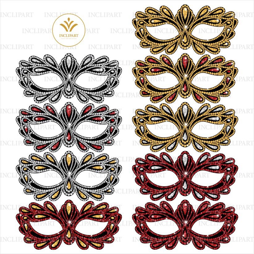 Carnival Diamond Masks PNG Digital Clip Art. Rhinestone Masks - Etsy ...
