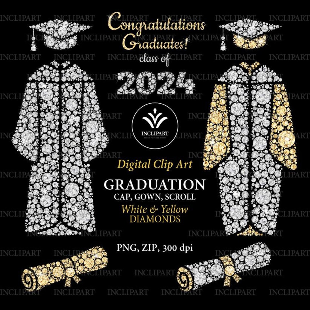 Graduation Diamond Clip Art PNG. Cap, Gown, Scroll Year Clipart ...