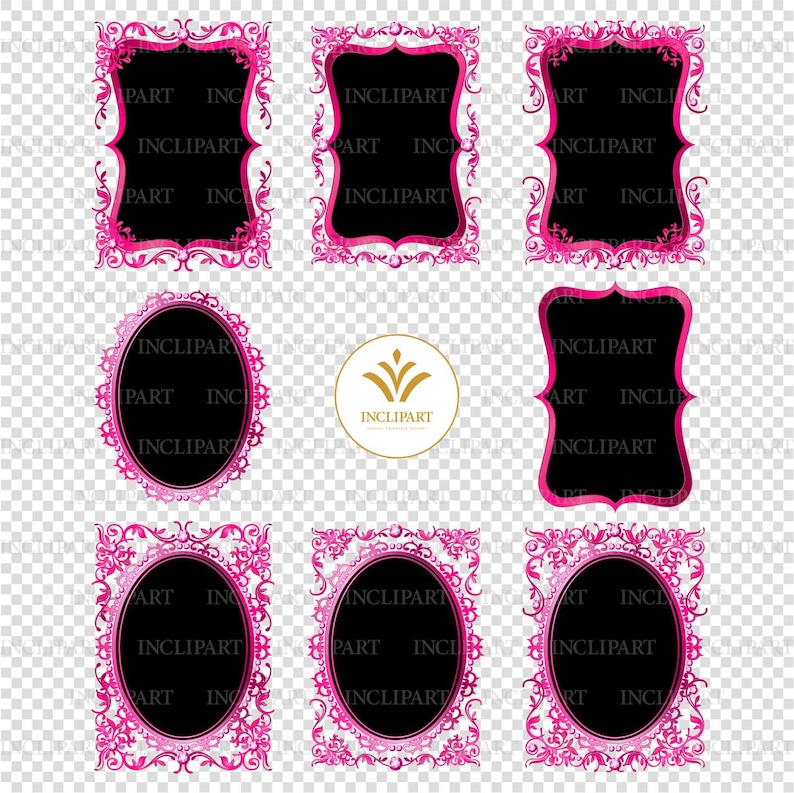 Pink Frames Digital Clip Art PNG File Format. Pink and Diamond - Etsy UK