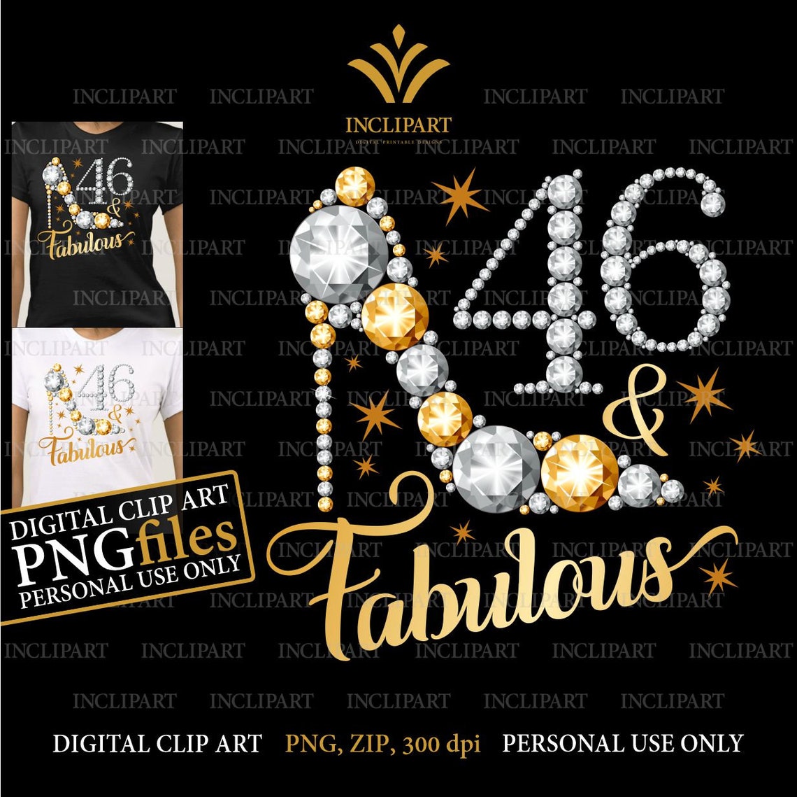 46& Fabulous. 46th Birthday Digital Clipart PNG Format. Ladies - Etsy