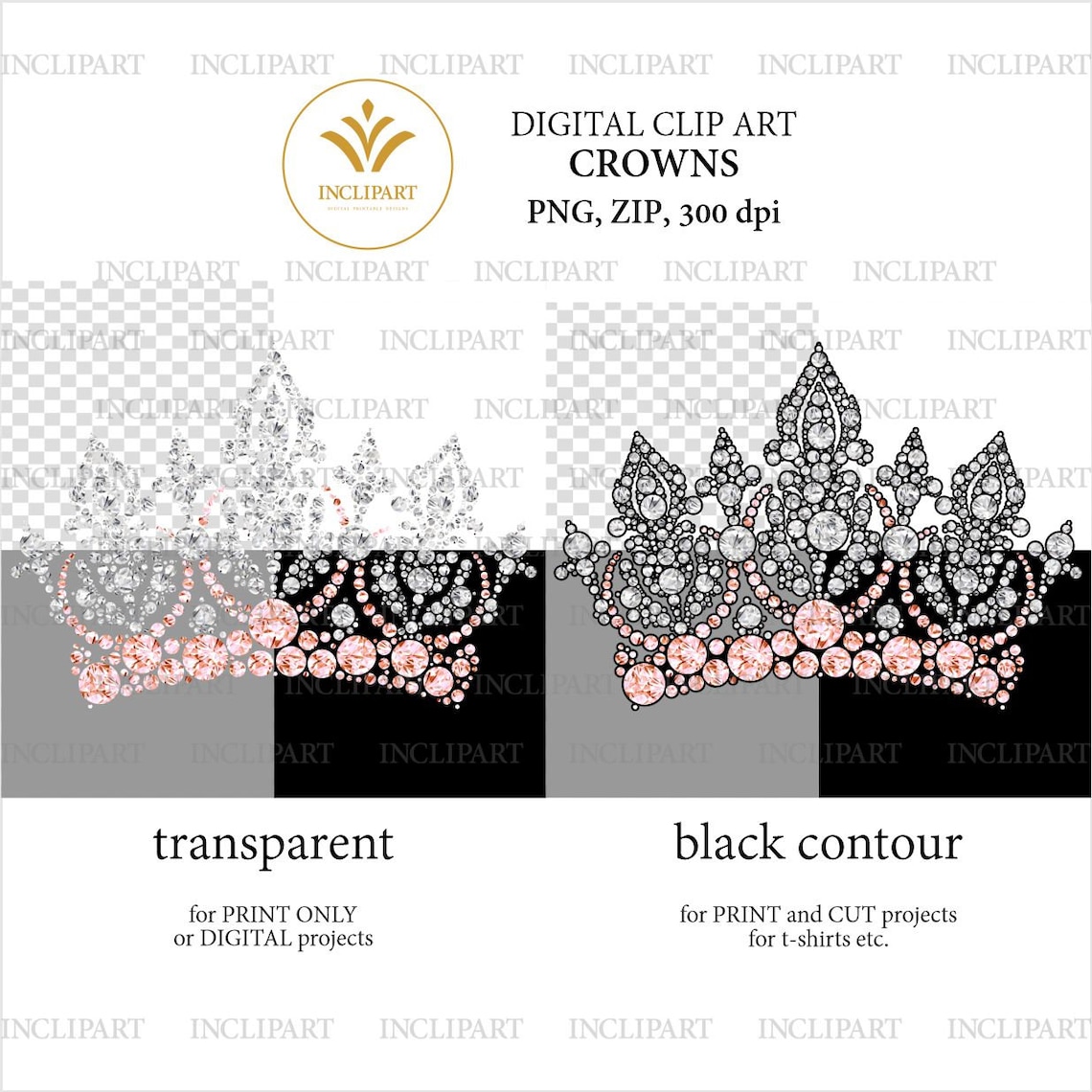 Crown Clipart PNG. Rose Gold Ladies Girls Bridal Crowns | Etsy