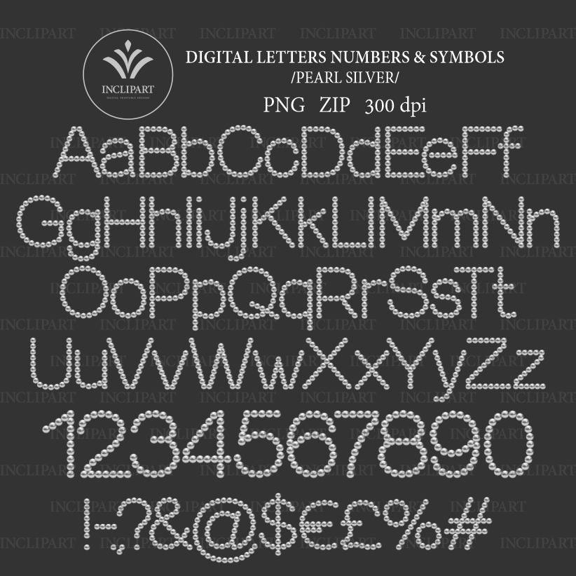 Pearl Letters and Numbers Digital Alphabet Clip Art in PNG - Etsy
