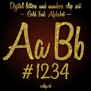 Gold Foil Alphabet Clipart. Crumpled Gold Foil Letters, Numbers ...