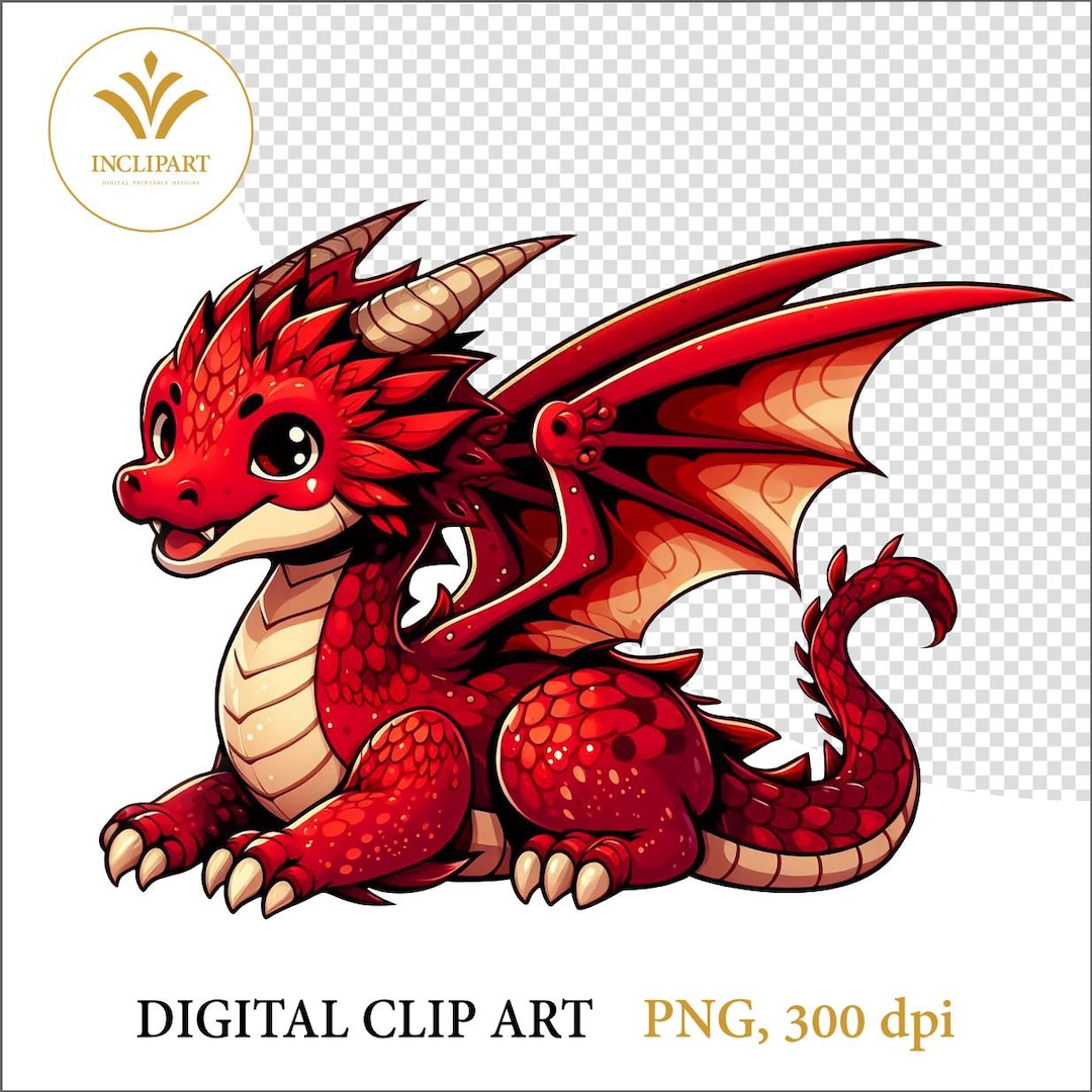 Cute Welsh Dragon, Red Little Dragon, PNG File, Sublimation Clip Art ...