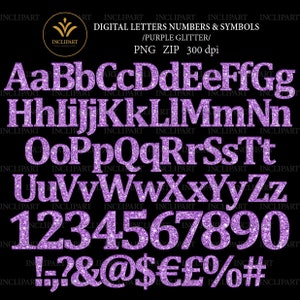 Purple Glitter Alphabet Digital Clipart PNG File Format. Letters ...