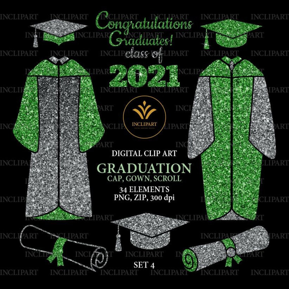 Graduation clip art. Cap gown scroll year clipart. | Etsy