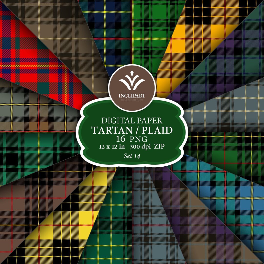 Green, Brown Tartan Digital Paper Clipart PNG Files. Seamless ...