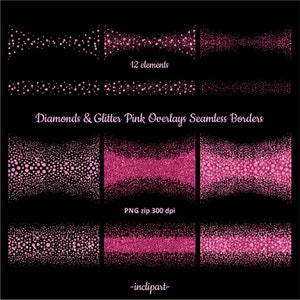 Pink Diamond Clipart. Seamless Side Border Diamond & Glitter Clipart ...