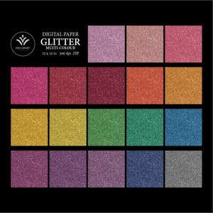 Glitter Digital Paper Clip Art. Set of 18 JPG Multi-colored Glitter ...