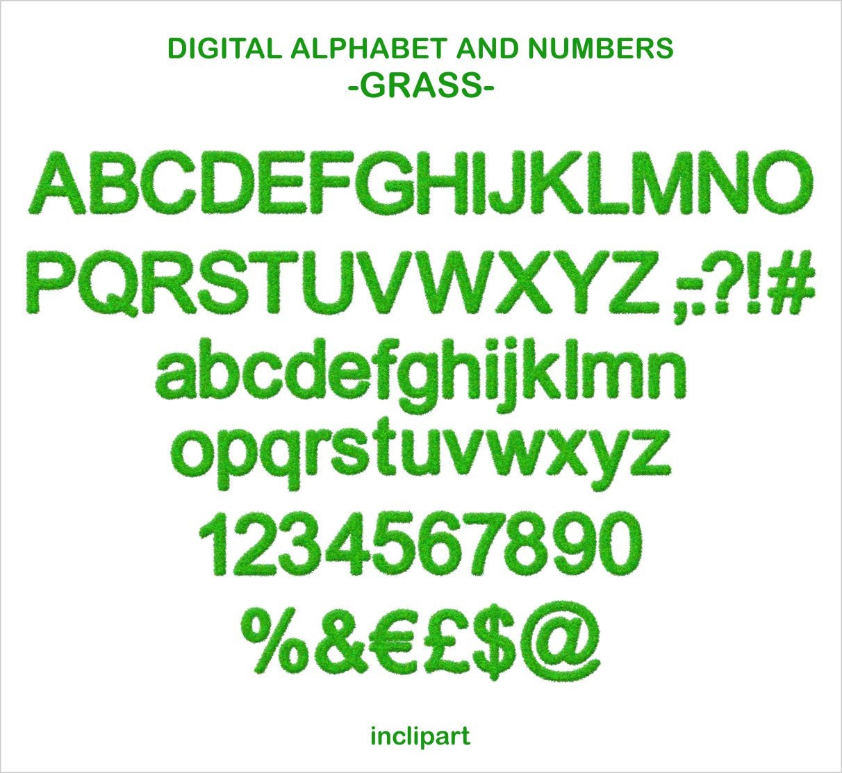 Grass Alphabet and Number Clipart. Green Grass Letters Numbers Clip Art ...
