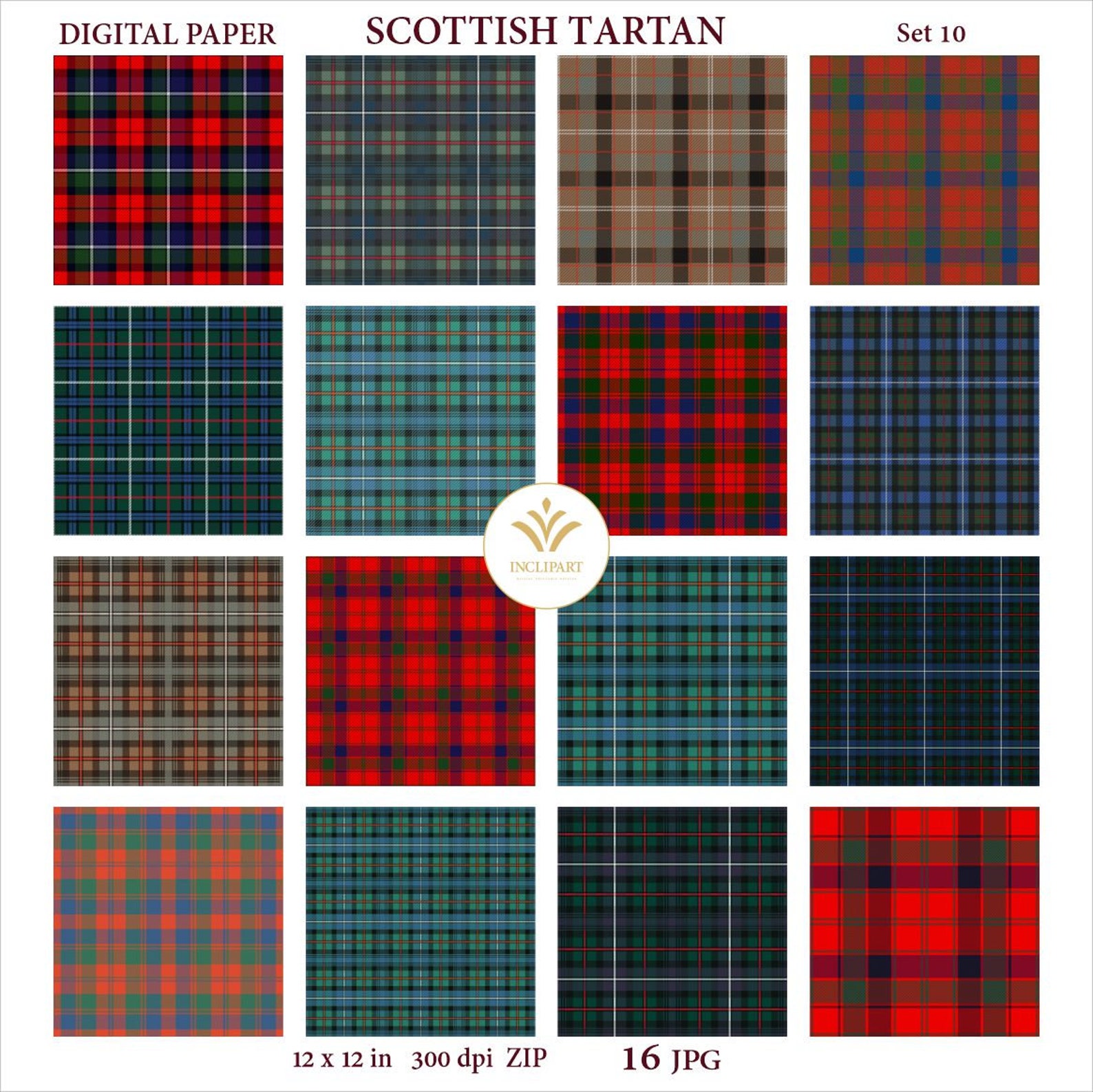 Tartan Digital Paper Clipart. Scottish Plaid Tartan Clipart. - Etsy UK