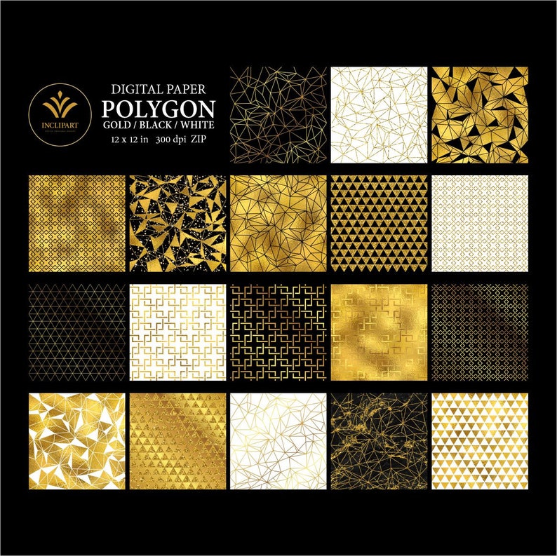 Geometric Polygon Backgrounds Digital Paper Clip Art. | Etsy