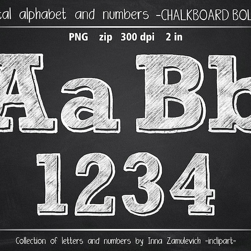 Chalk Numbers Letters & Symbols Clip Art. Chalkboard Alphabet | Etsy