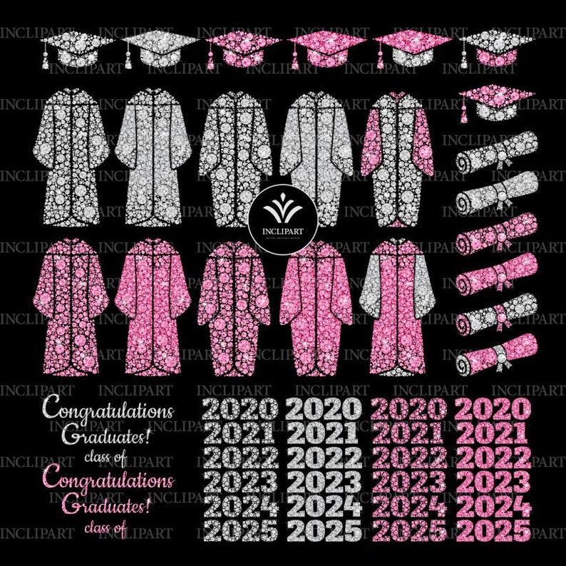 Graduation Diamond Digital Clip Art PNG Files. Cap Gown | Etsy