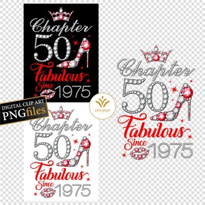 Chapter 50, Fabulous Since 1975, Digital Download in PNG File Format. 50th Birthday Digital ...