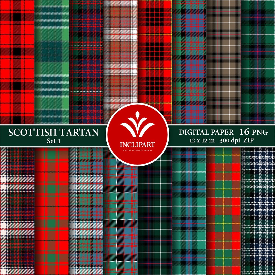 Tartan Digital Paper Clipart. Seamless Background Digital - Etsy