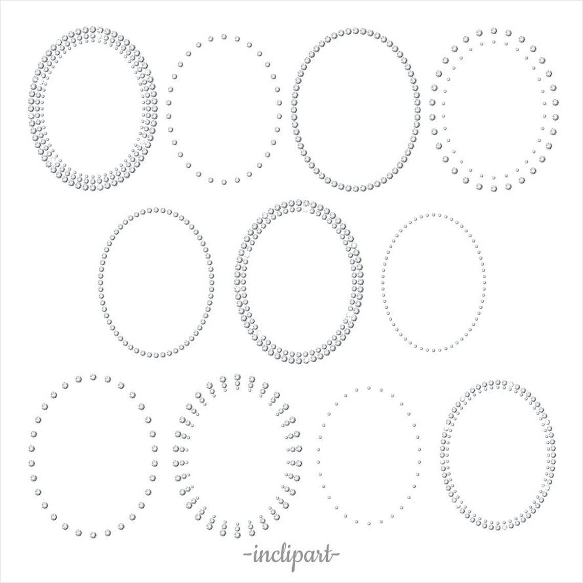 Oval Diamond Frames Clipart. Silver White Gem Frames - Etsy