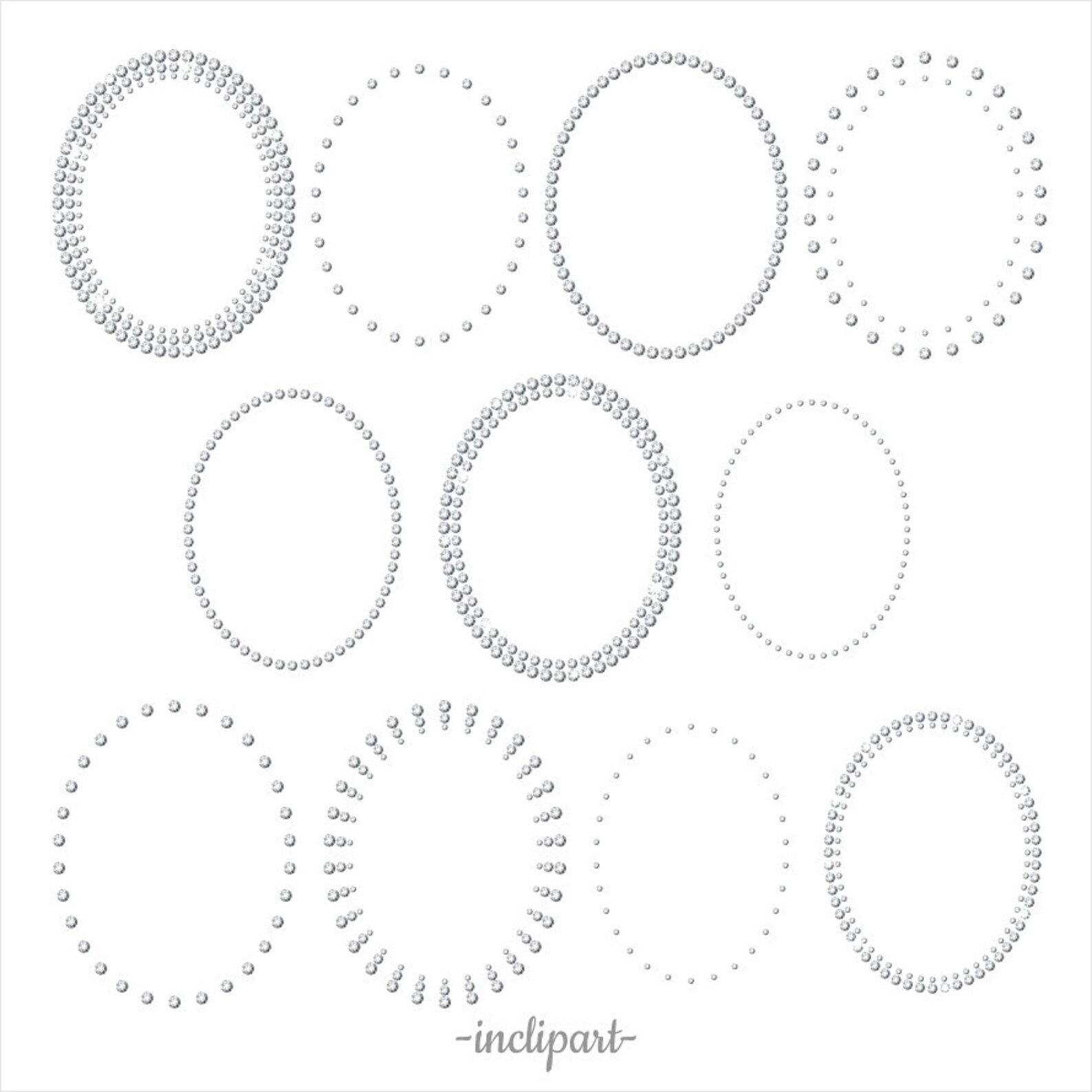 Oval Diamond Frames Clipart. Silver, White Gem Frames, Overlay ...