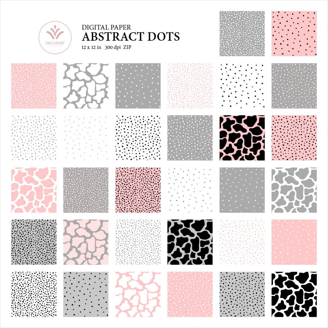Abstract Dots Digital Paper. Set of 32 JPG Dalmatian Spotty - Etsy UK