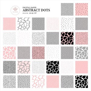 Abstract Dots Digital Paper. Set of 32 JPG Dalmatian, Spotty Pattern ...