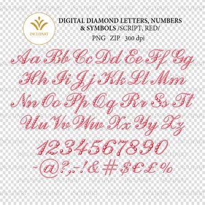 Diamond Alphabet Script PNG Format. Digital Letters, Numbers, Symbols ...