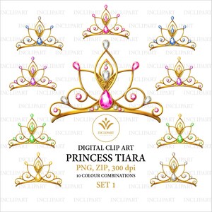 Princess Tiara, Crown PNG Digital Clipart. Gold and Diamonds ...