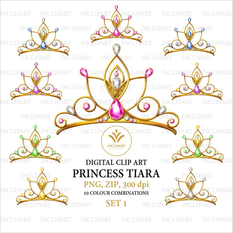 Princess Tiara, Crown PNG Digital Clipart. Gold and Diamonds ...