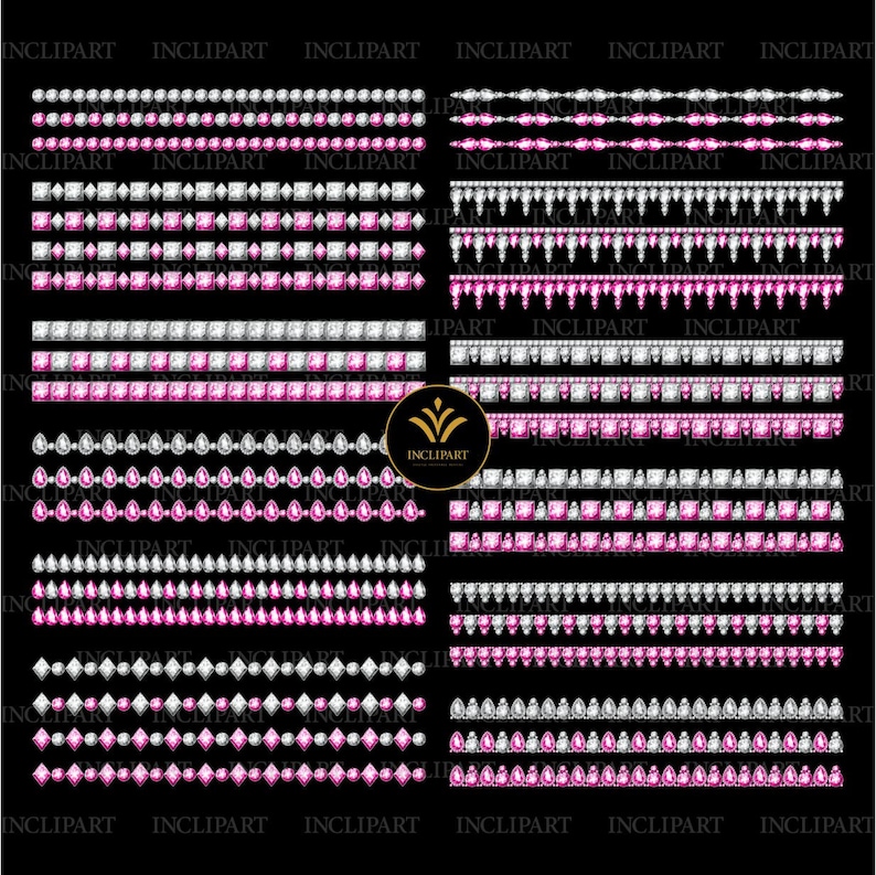 Diamond Borders Digital Clip Art PNG Format. Rhinestone - Etsy