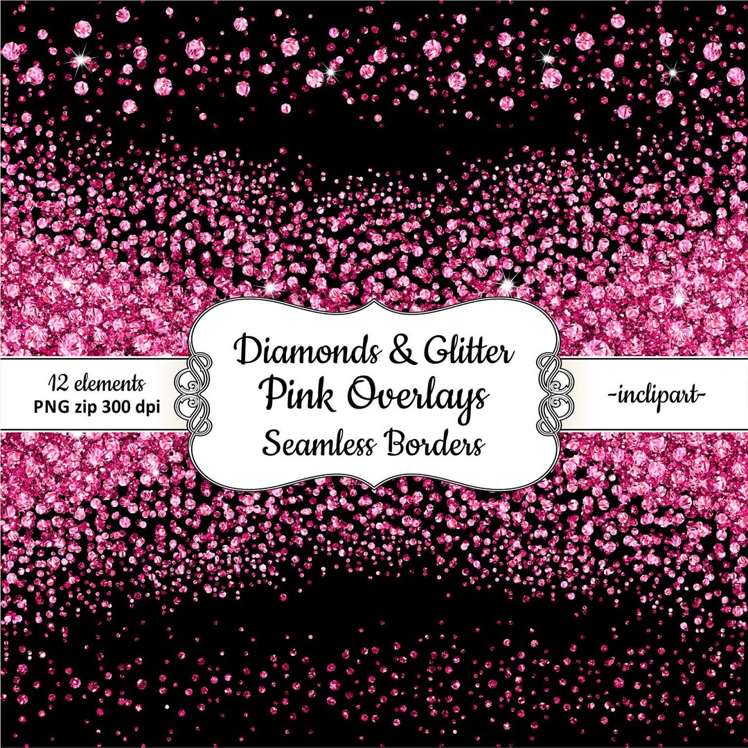 Pink Diamond Clipart. Seamless Side Border Diamond & Glitter Clipart ...