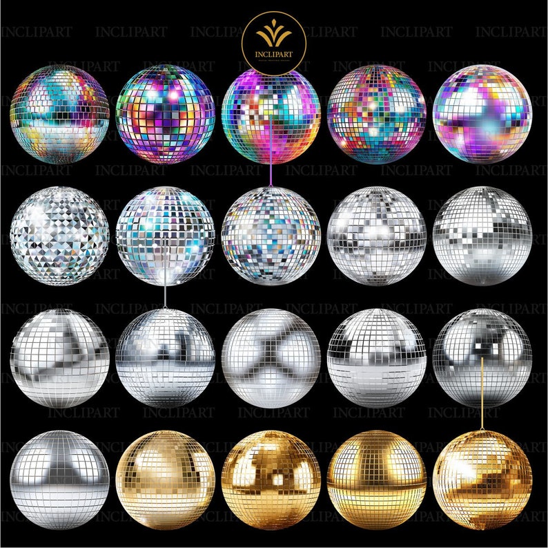 Disco Ball, Disco Party Clipart PNG, JPG Files Digital Download. Disco ...