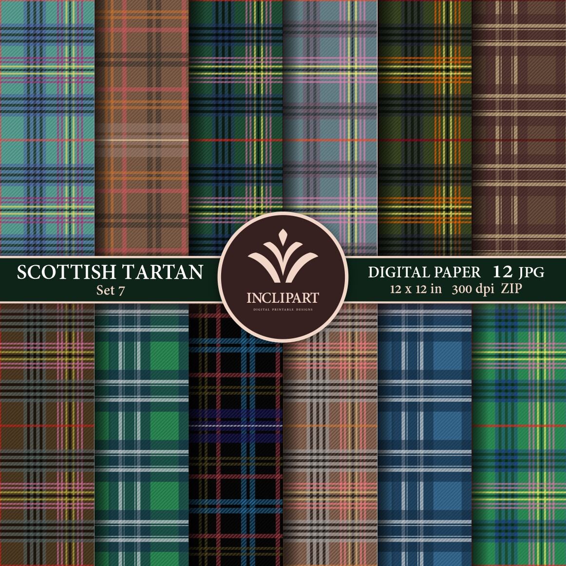 Plaid Digital Paper Clipart. Scottish Clan Tartan. Seamless | Etsy