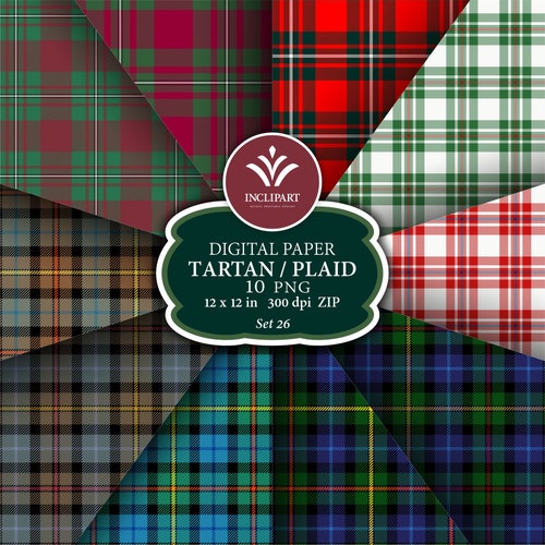 Tartan Digital Paper Clipart PNG Files. Seamless Background - Etsy UK