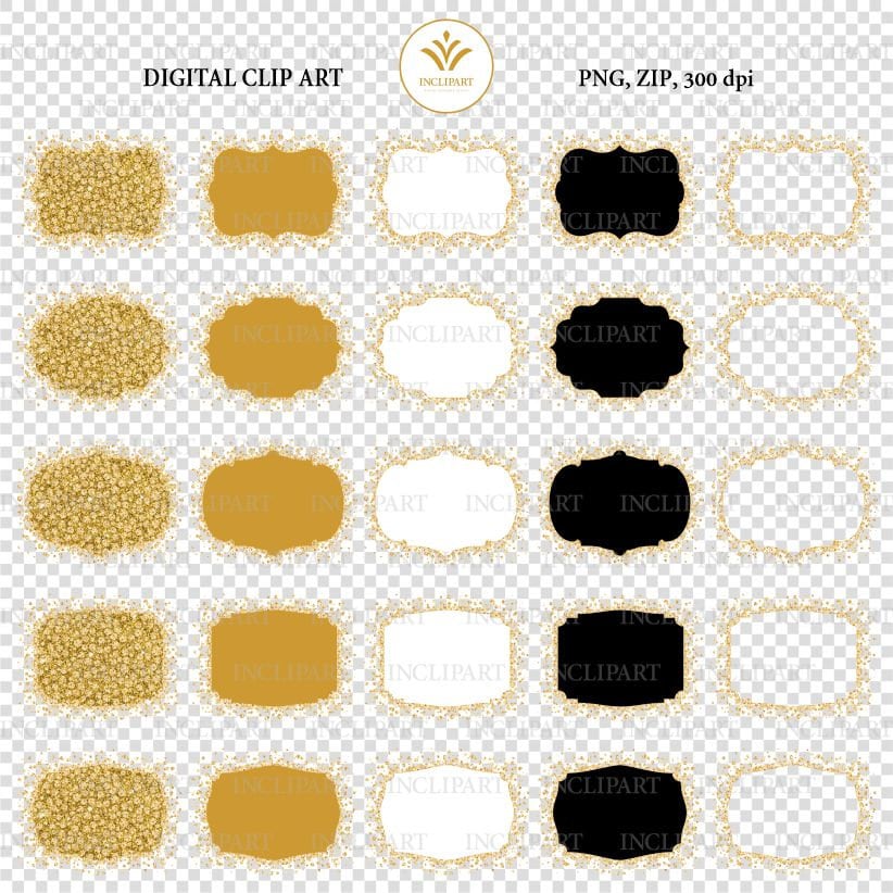 Gold diamond frames overlay digital clipart PNG. Digital | Etsy